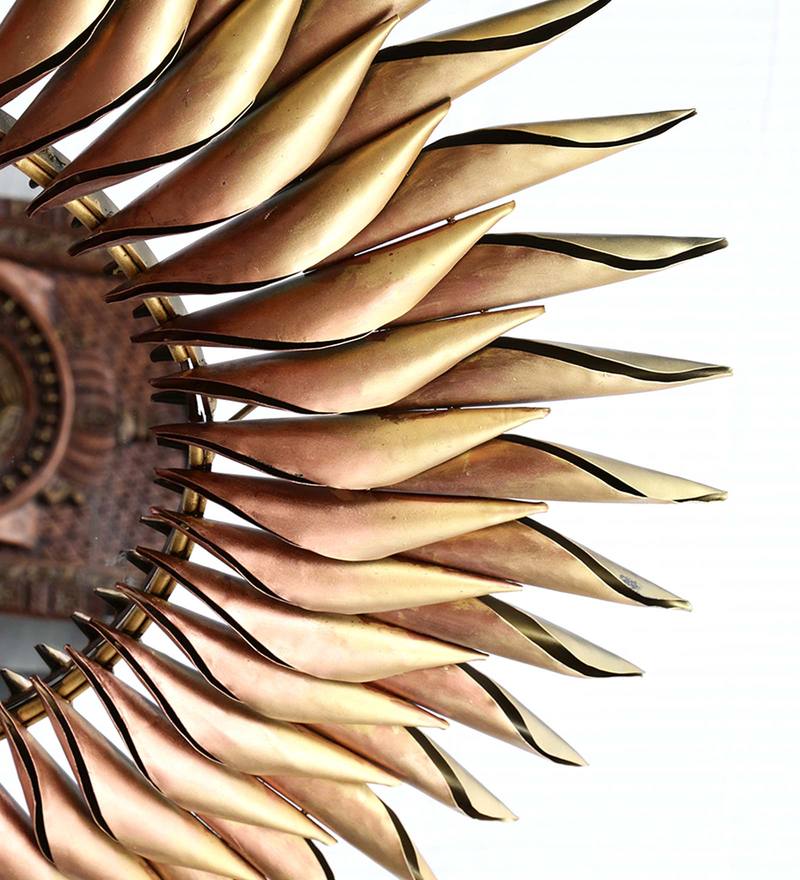 Buy Metal Round Wall Mirror in Yellow colour by Malik Design Online ...