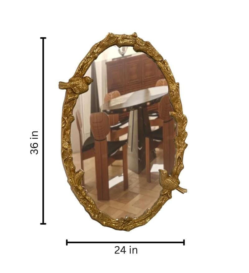 Buy Gold Oval Vintage Carved Bird Wall Mirror by Casagold Online ...