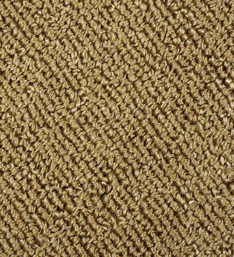 Buy Gold Solid Polypropylene 3 ft x 3 ft Hand Woven Round Carpet by ...