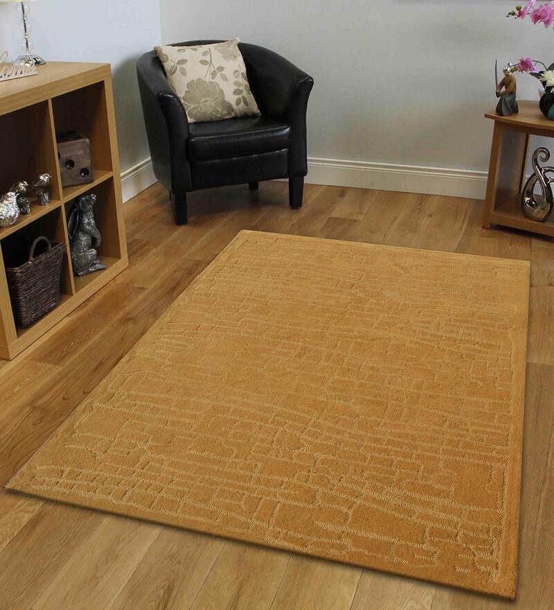Buy Gold Wool Solid 5 ft x 7 ft Hand Tufted Carpet by PRESTO Online - 5 ...