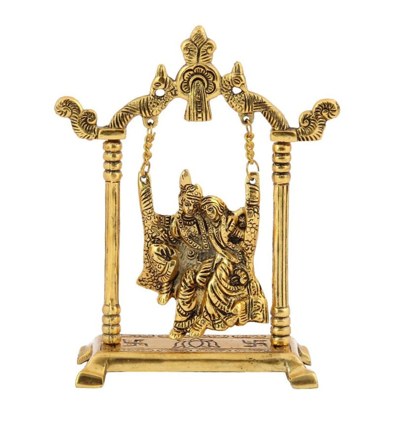Buy Golden Aluminium God Idol by Handicrafts Paradise Online - Krishna ...