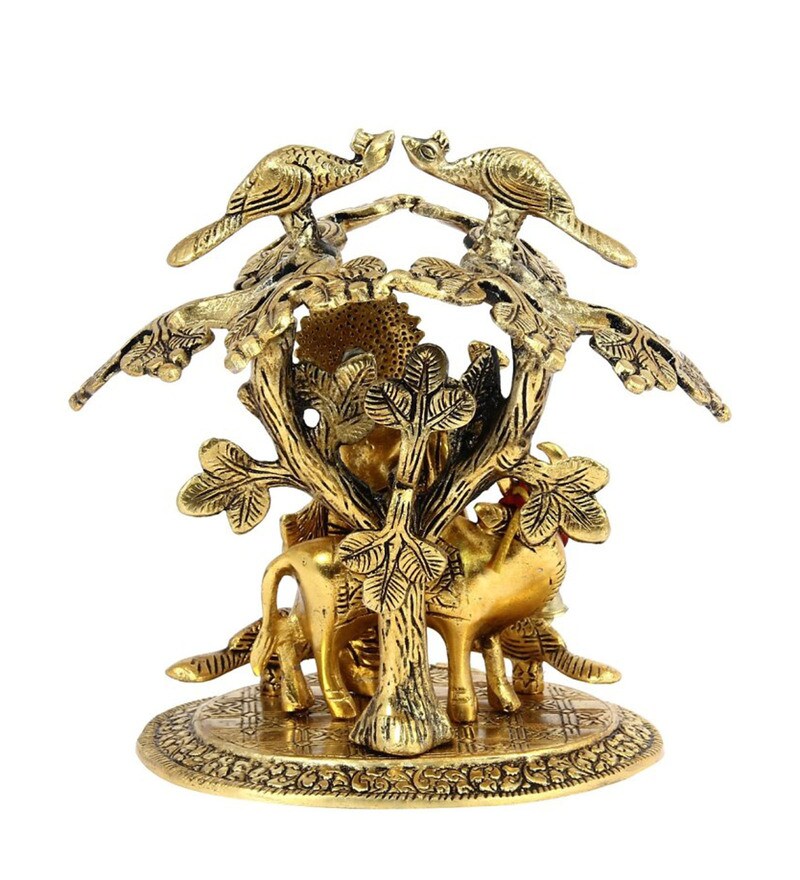 Buy Golden Aluminium God Idol by Handicrafts Paradise Online - Krishna ...