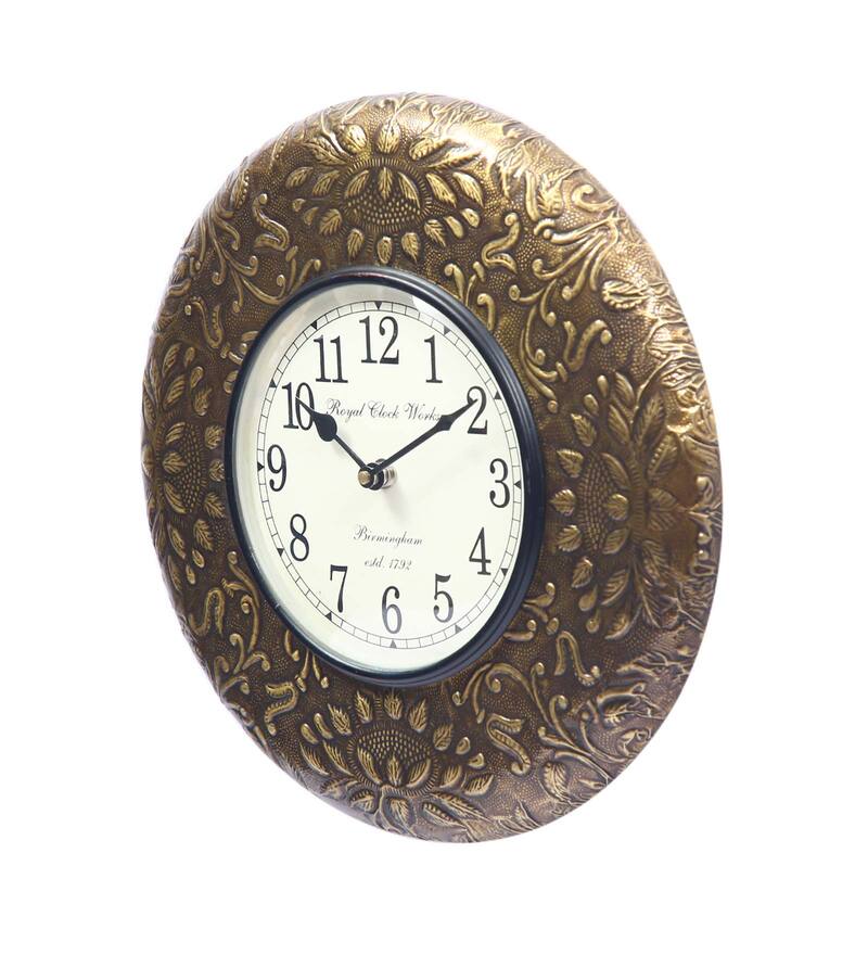 Buy Golden Brass Wall Clock by Aapno Rajasthan Online - Modern Wall ...