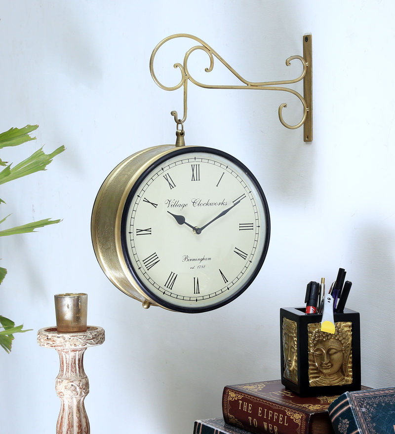 Buy Gold Brass Classical Platform Clock Online - Platform Clocks - Wall ...