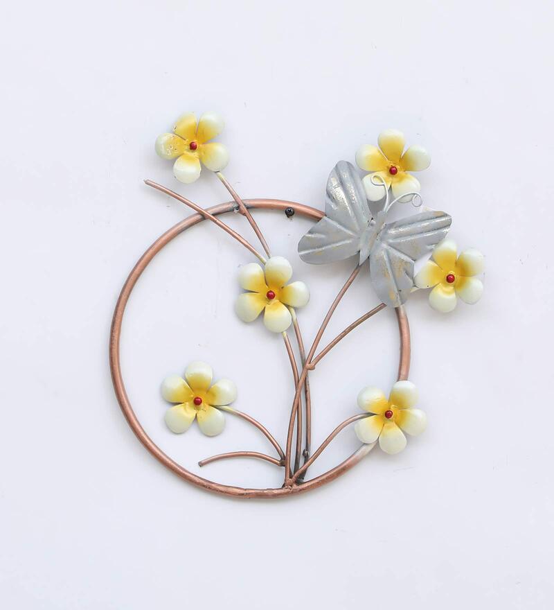 Buy Golden Iron Flower Ring Wall Art By Malik Design Online - Floral ...