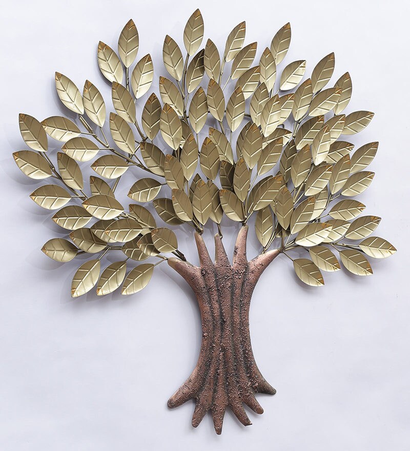 Buy Iron Decorative Tree Wall Art In Gold By Mahalaxmi Art And Crafts ...