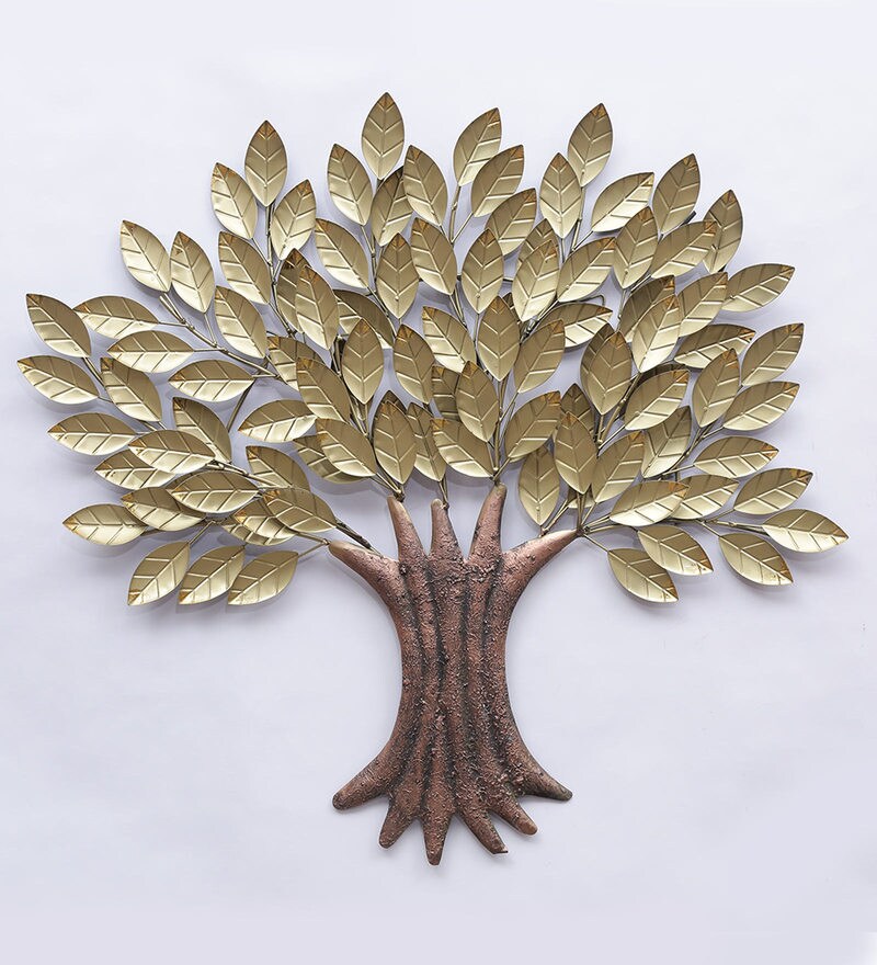 Buy Iron Decorative Tree Wall Art In Gold By Mahalaxmi Art And Crafts ...