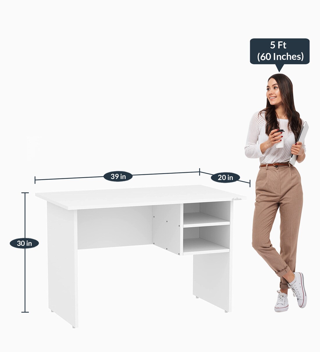 Buy Grady Writing Table in White Finish by Anikaa Online - Modern ...