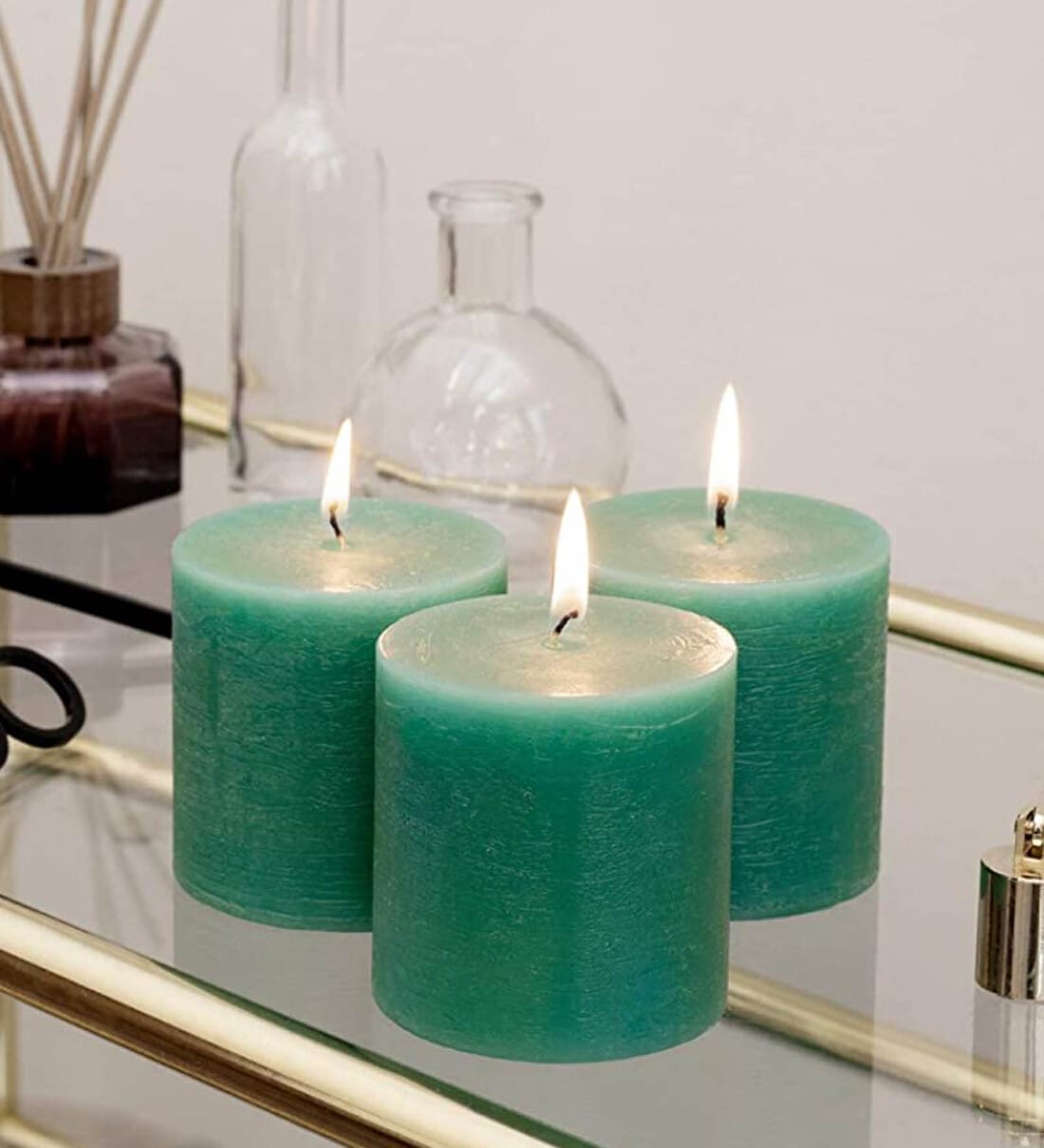 Buy Magnet Fragrance Set Of 3 Green 3 Inch Pillar Candles at 69% OFF by ...