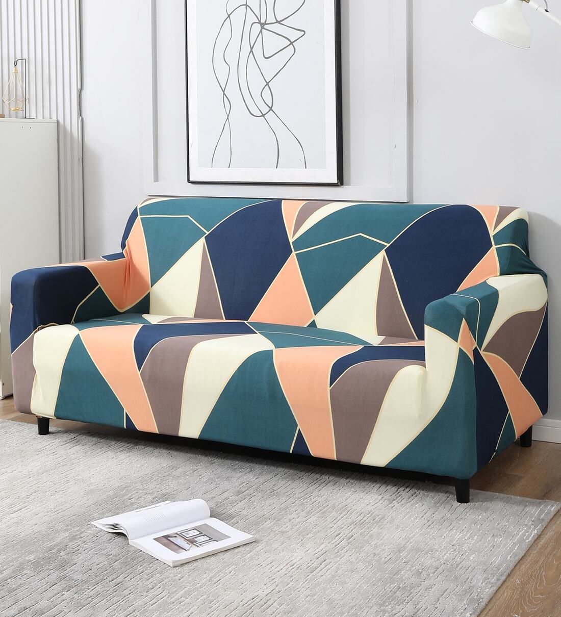 Buy Green Abstract Polyester 3 Seater Sofa Cover at 36% OFF by HOKIPO ...