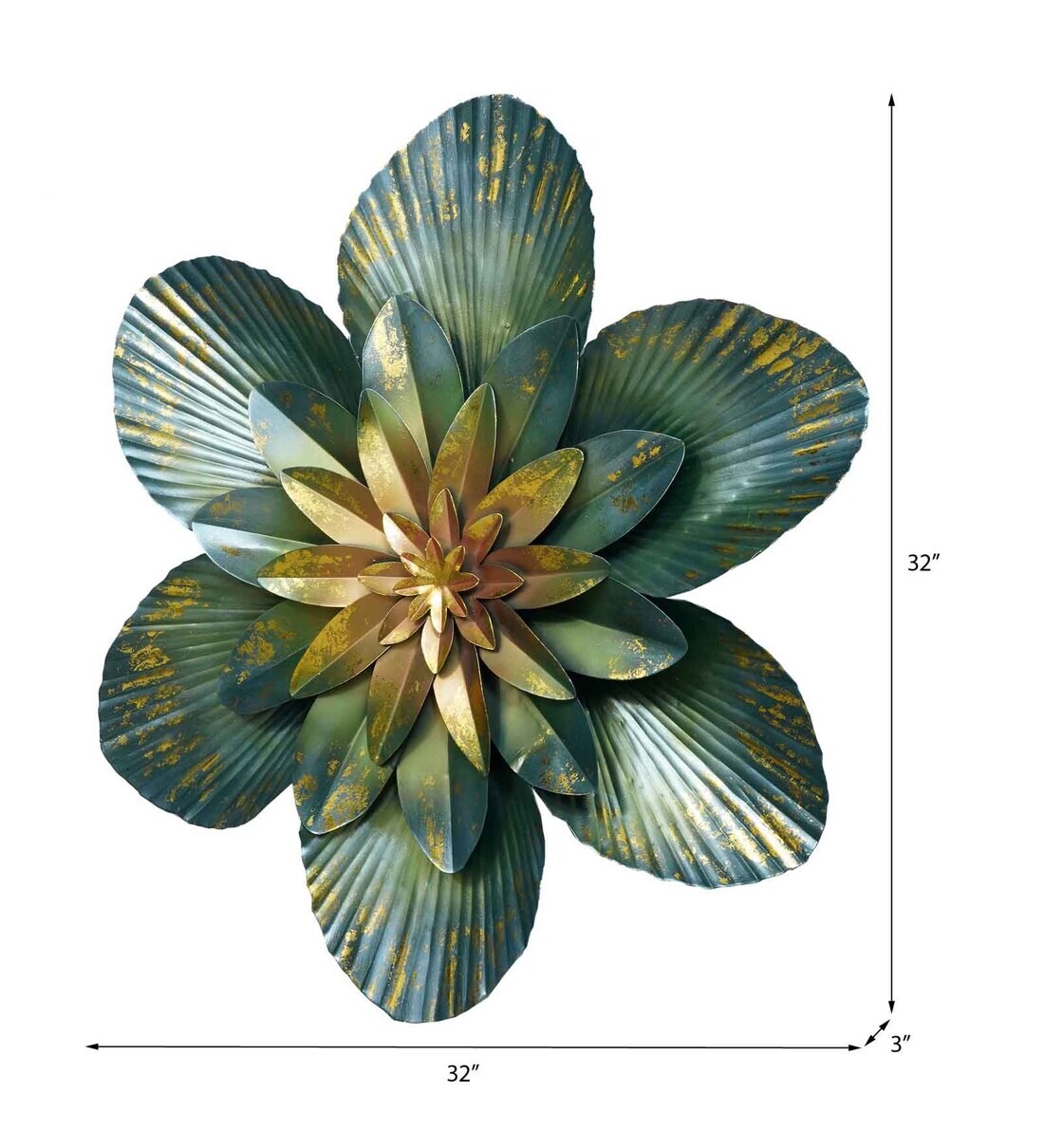 Buy Green And Gold Iron Cactus Flower Metal Wall Art by The Shining ...