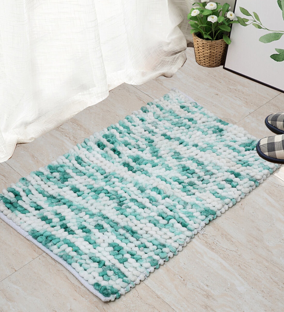 Buy Green Solid Chenille 25 x 20 Inches Anti Skid Door Mat at 33% OFF ...