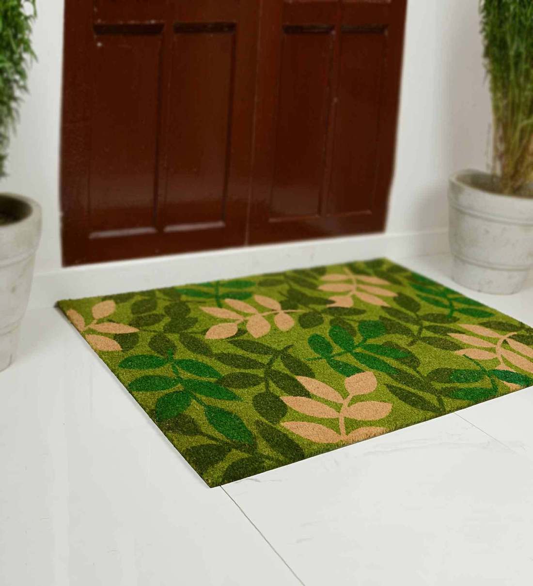 Buy Green Coir Floral Pattern 35X47 Inch Stain Resistant Door Mat at 51 ...