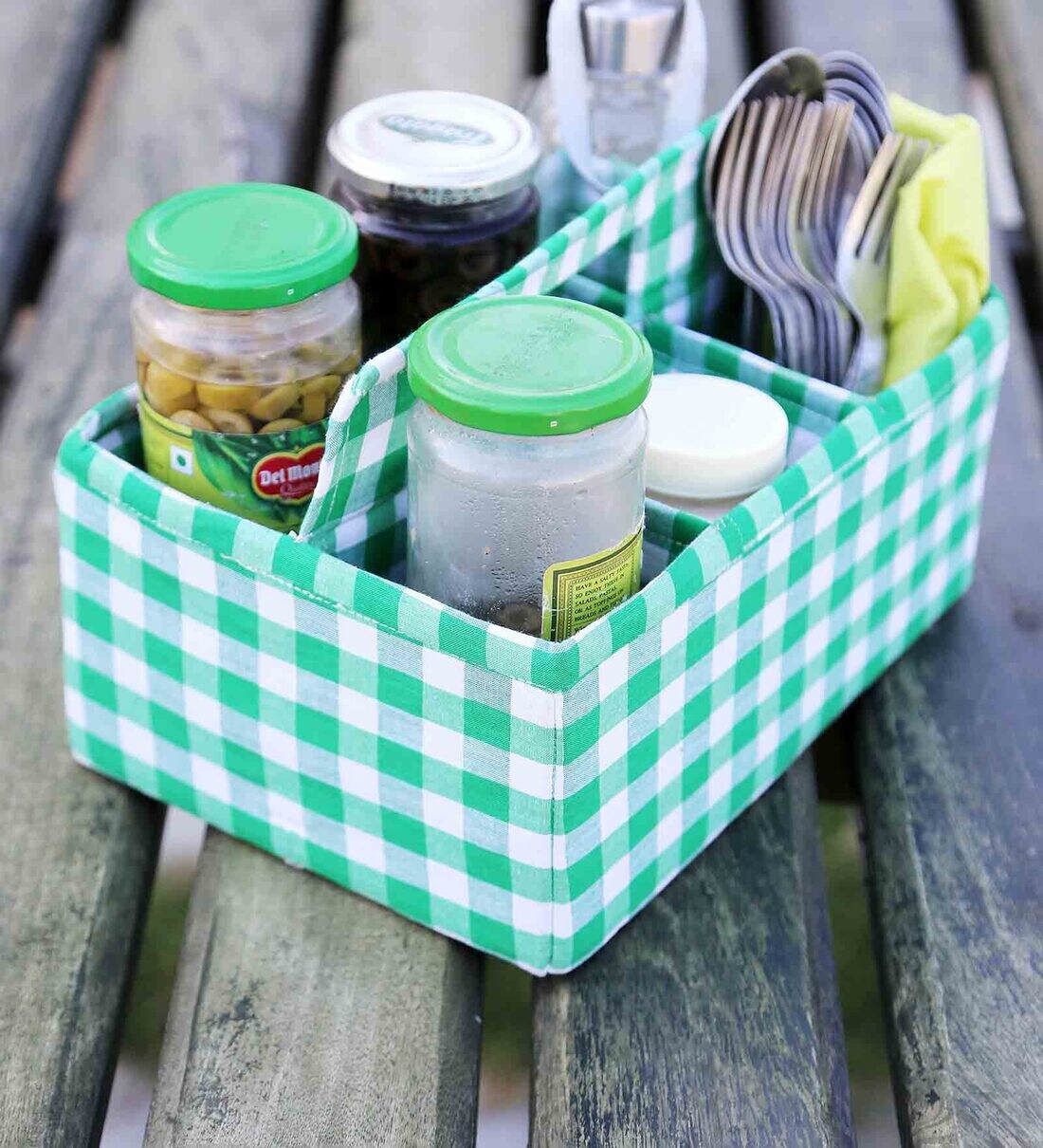 Buy Green and White Cotton Foldable Drawer Organisers at 74% OFF by My ...