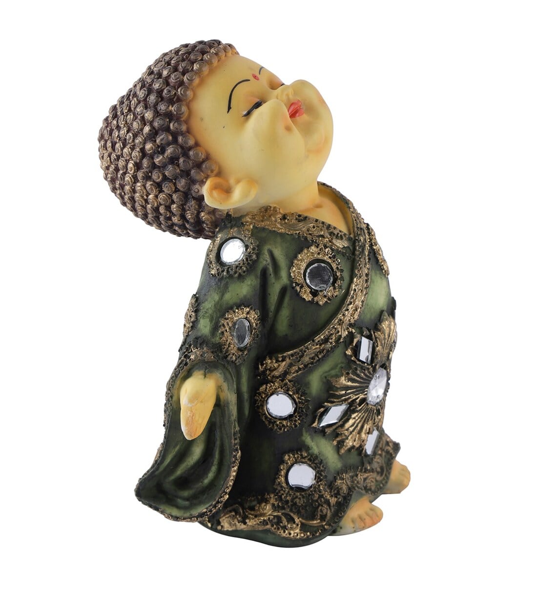 Buy Green Polyresin 7.5 Inch Monk Buddha Idol By Craftvatika Online ...