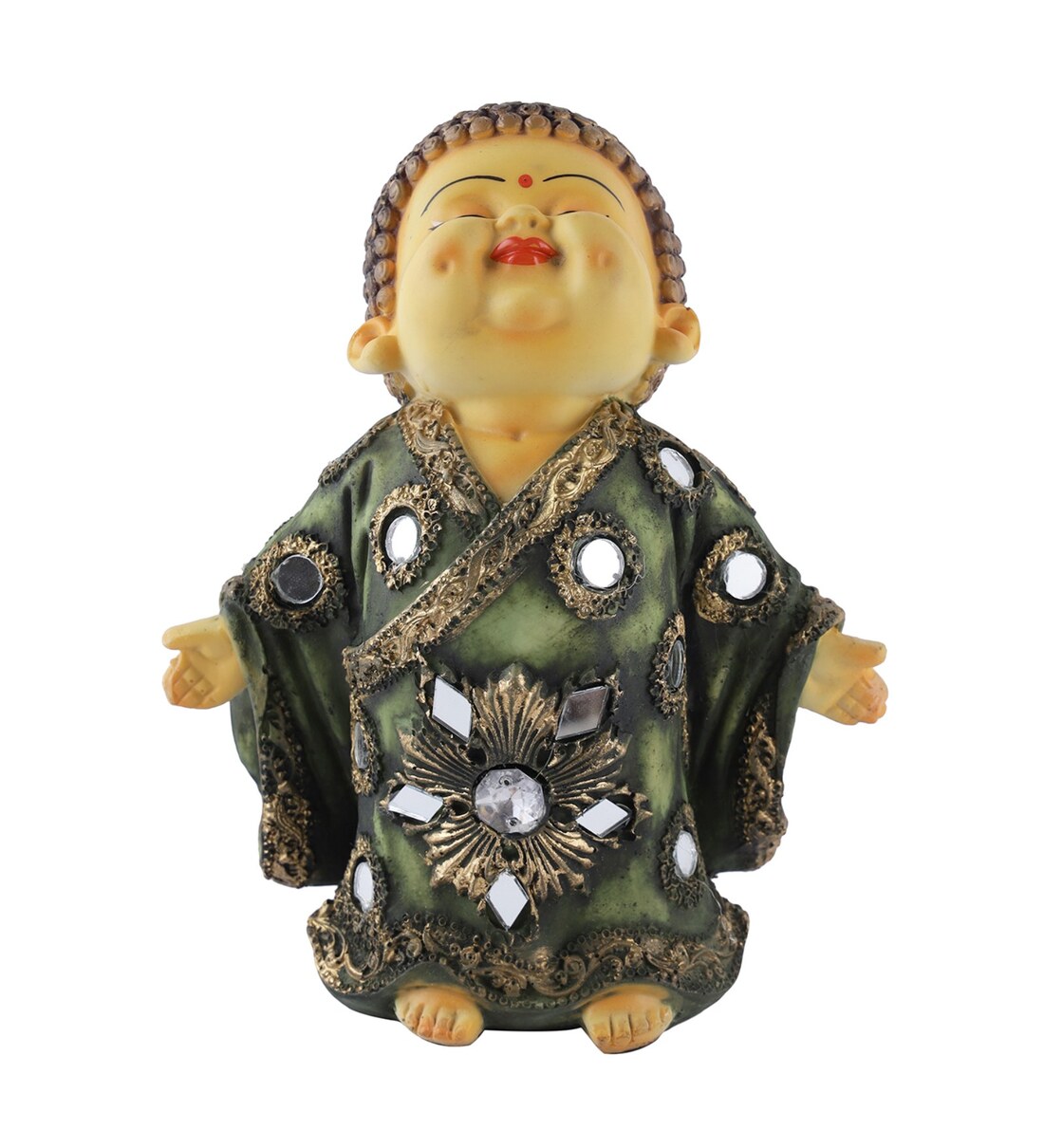 Buy Green Polyresin 7.5 Inch Monk Buddha Idol By Craftvatika Online ...