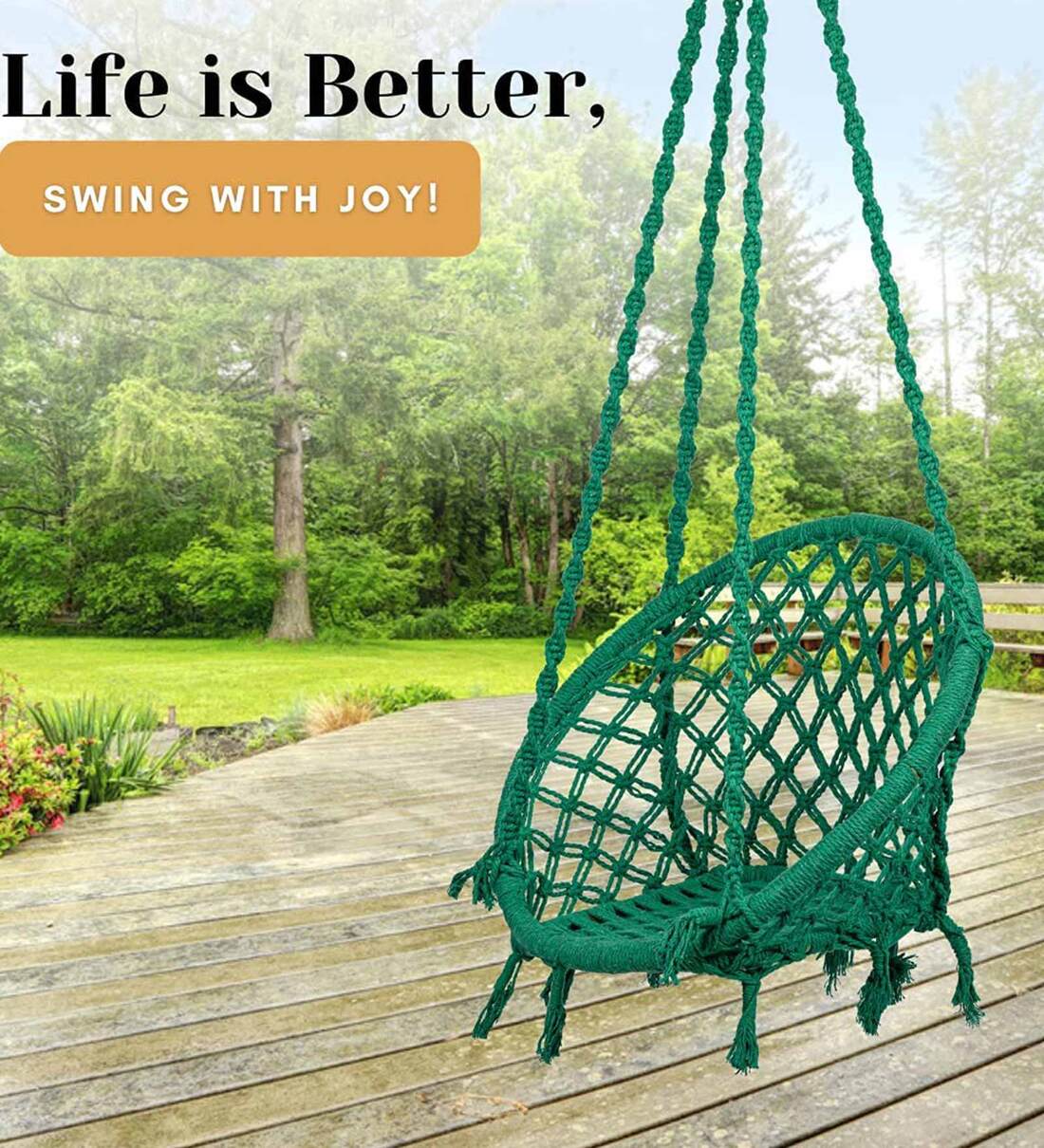 Buy Round Shaped Swing Chair in Green color by Swingzy Online - Swings ...