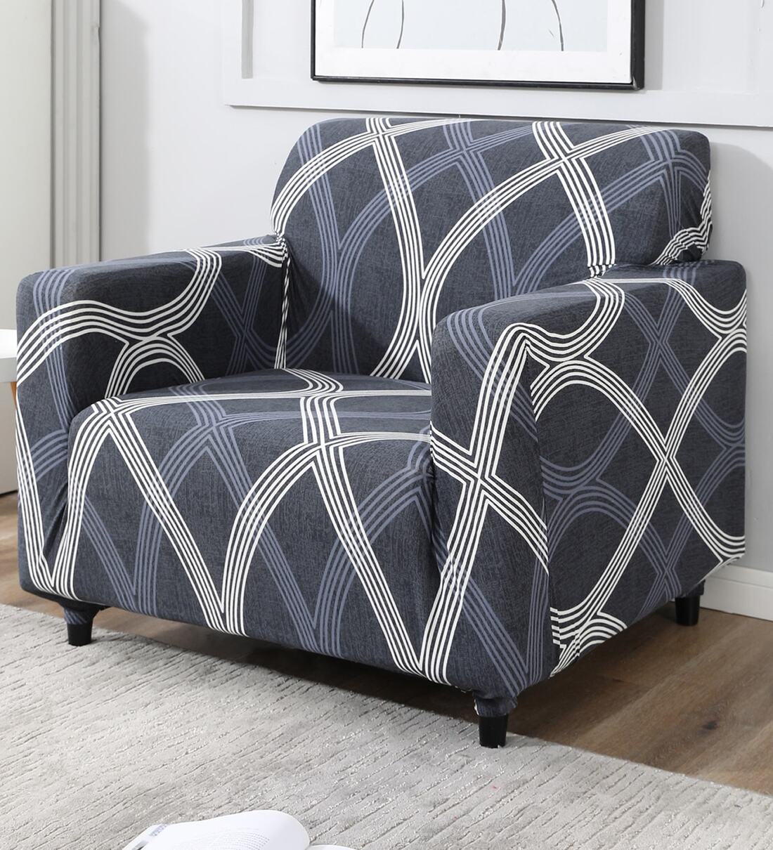 Buy Grey Abstract Polyester 1 Seater Sofa Cover at 37% OFF by HOKIPO ...