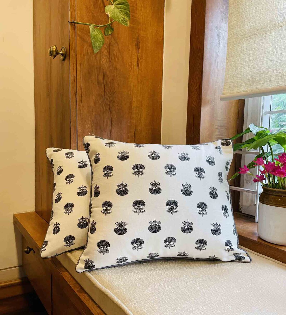 Buy Grey Floral Cotton 16 x 16 Inches Cushion Cover by Tesu at 35% OFF ...