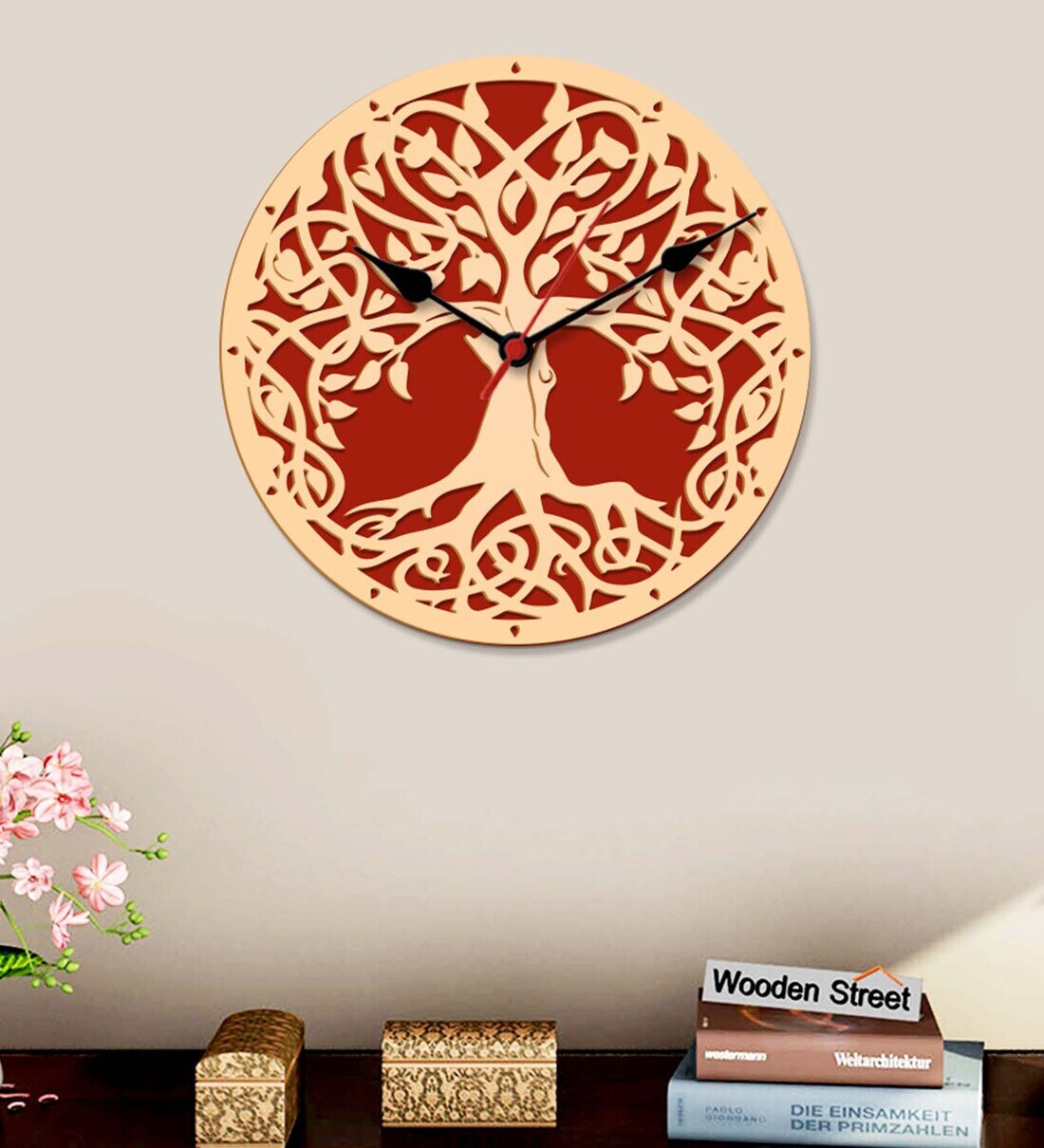 Buy Red Engineered Wood Analog Wall Clock By WallMantra at 41% OFF by ...