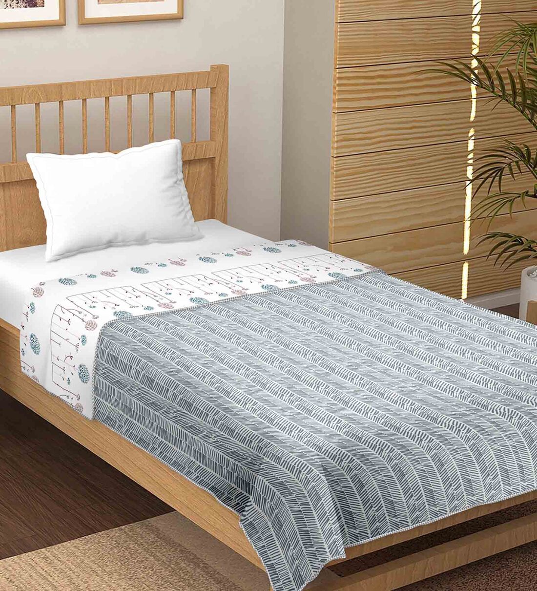 Buy Grey Solid 90 GSM Single Bed Dohar Dohar Plum Collection by Bella ...