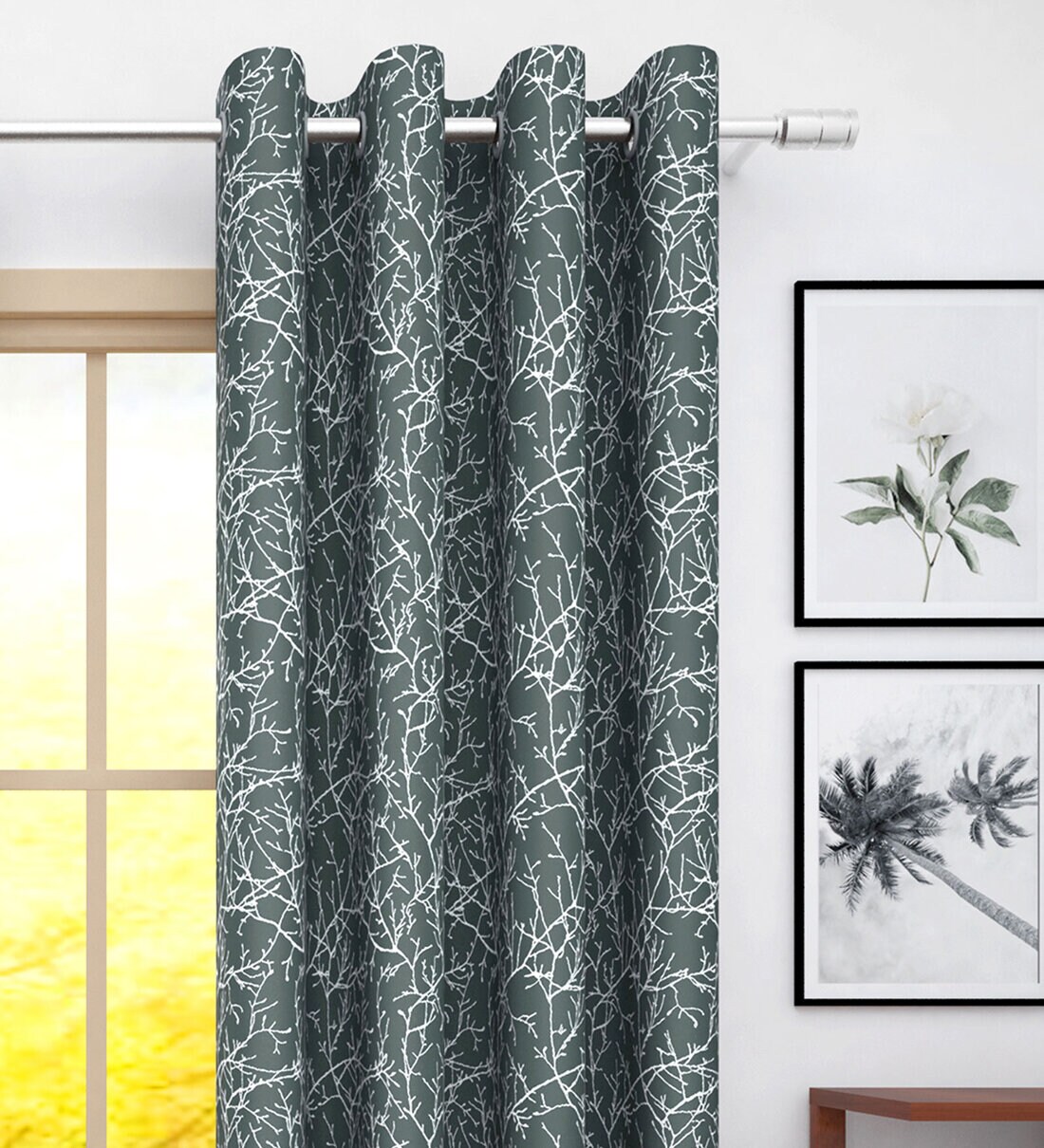 Buy Grey Abstract Jacquard 9 Ft Blackout Eyelet Door Curtain at 50% OFF ...