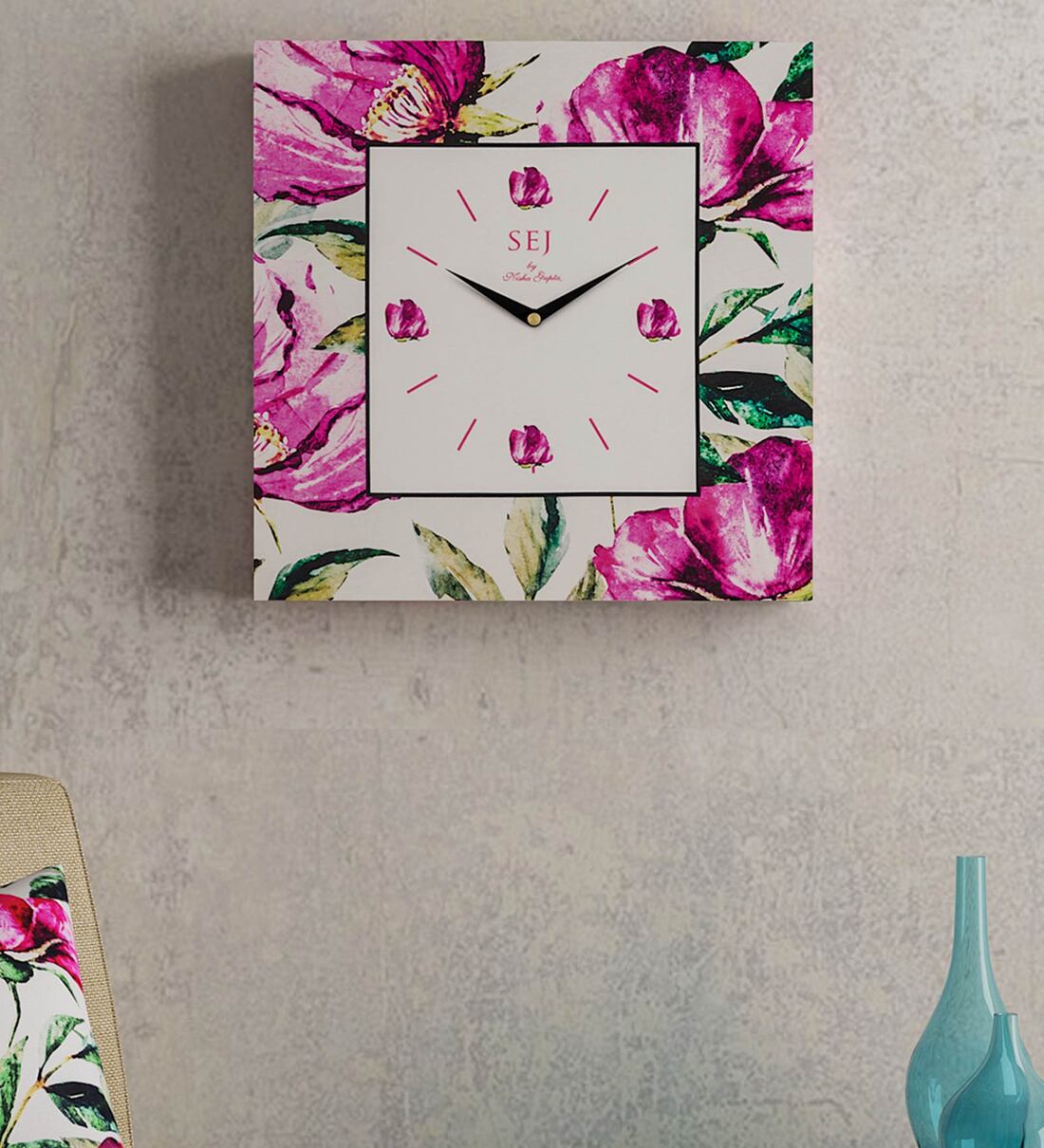 Buy Grey Pinewood & MDF Modern Wall Clock Online - Modern Wall Clocks ...