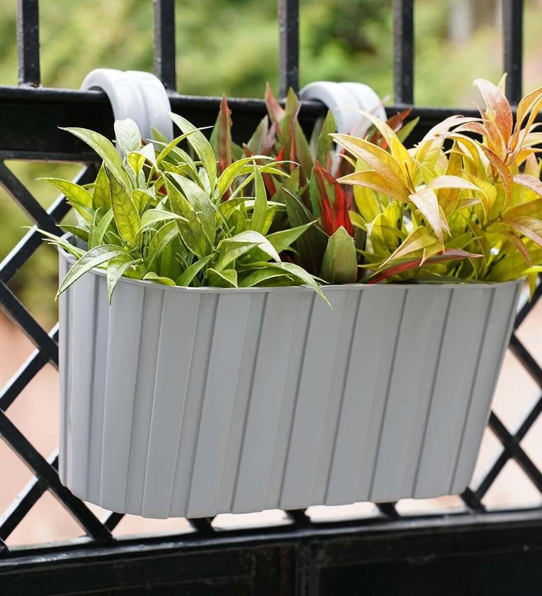 Buy Grey Plastic Railing Planter at 17% OFF by Gold Dust | Pepperfry