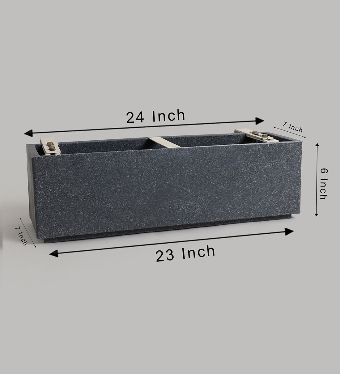 Buy Grey Polymer 24 Inch Rectangular Railing Planter by Yuccabe Italia ...