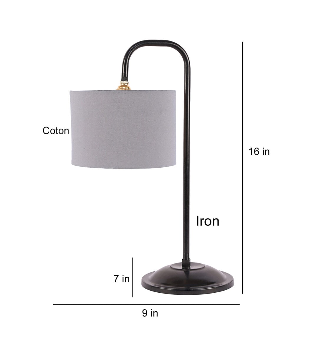 Buy Grey Shade Table Lamp With Iron Base By New Era Online - Work and ...
