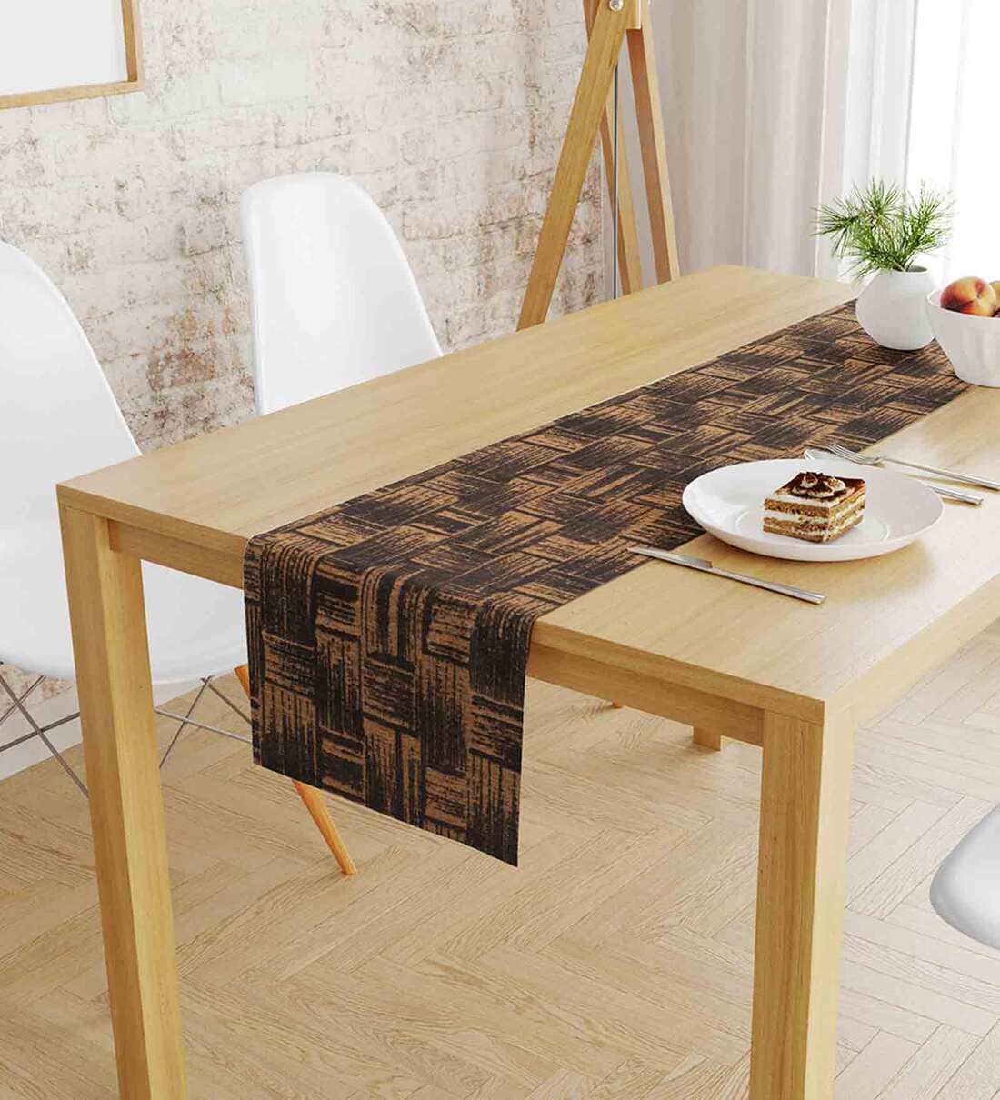 Buy Grunge (72x12) Brown & Black Chenille Jacquard Table Runner at 66% ...