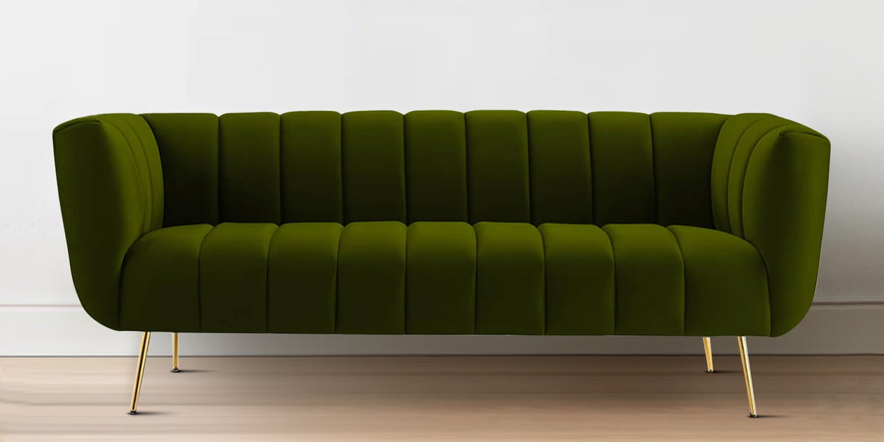 Buy Grace Velvet 3 Seater Sofa In Mint Green Color at 34% OFF by Home ...