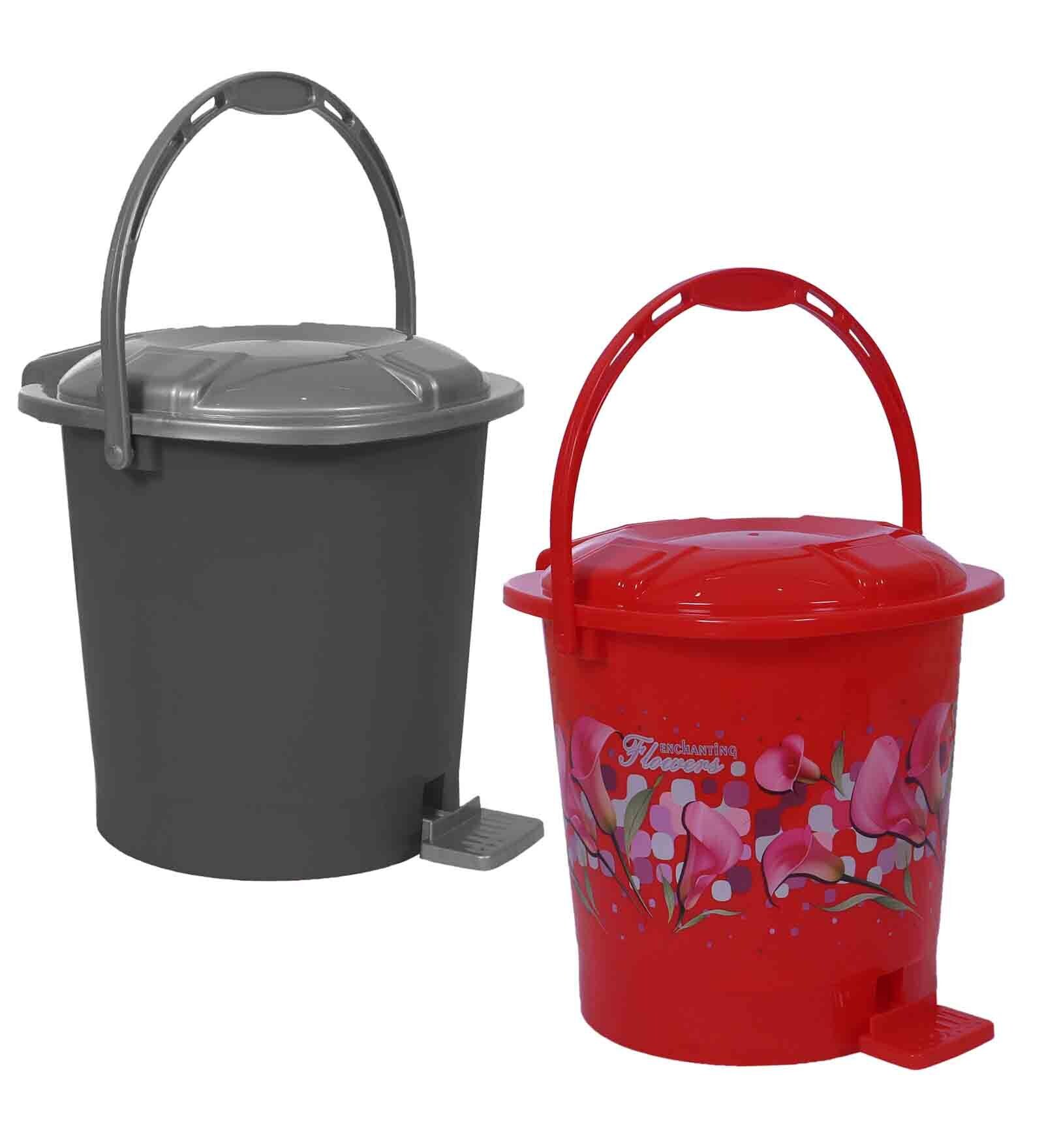 Buy Gray & Red Plastic 7 L Pedal & Push 2 Pc Dustbin at 59% OFF by ...