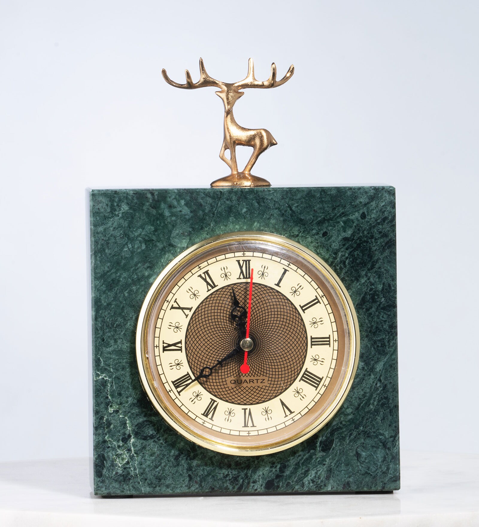 Buy Green & Gold Marble Table Clock at 21% OFF by La Muse | Pepperfry