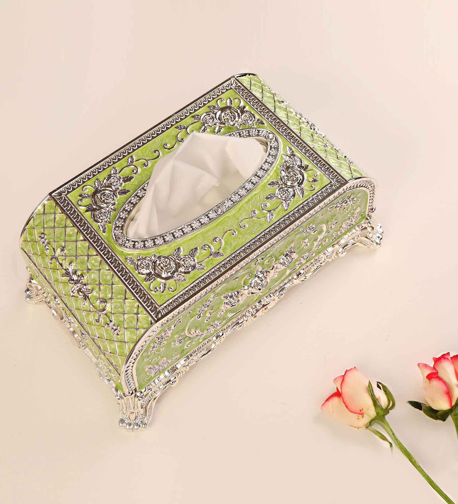 Buy Green & Silver Metal Tissue Box at 41% OFF by The Home Co. | Pepperfry