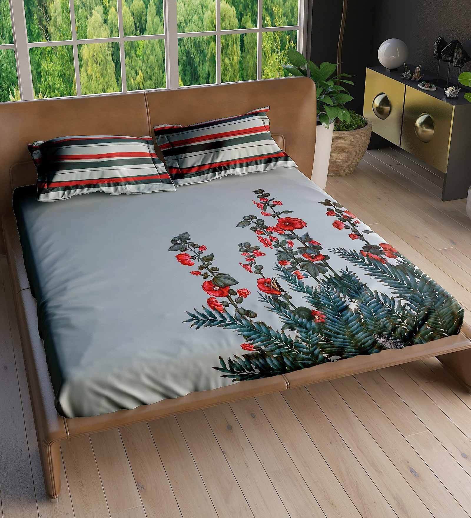 Buy Green 220 TC 100 % Cotton Double Bedsheet With 2 Pillow Covers by LABHAM at 47% OFF by ...