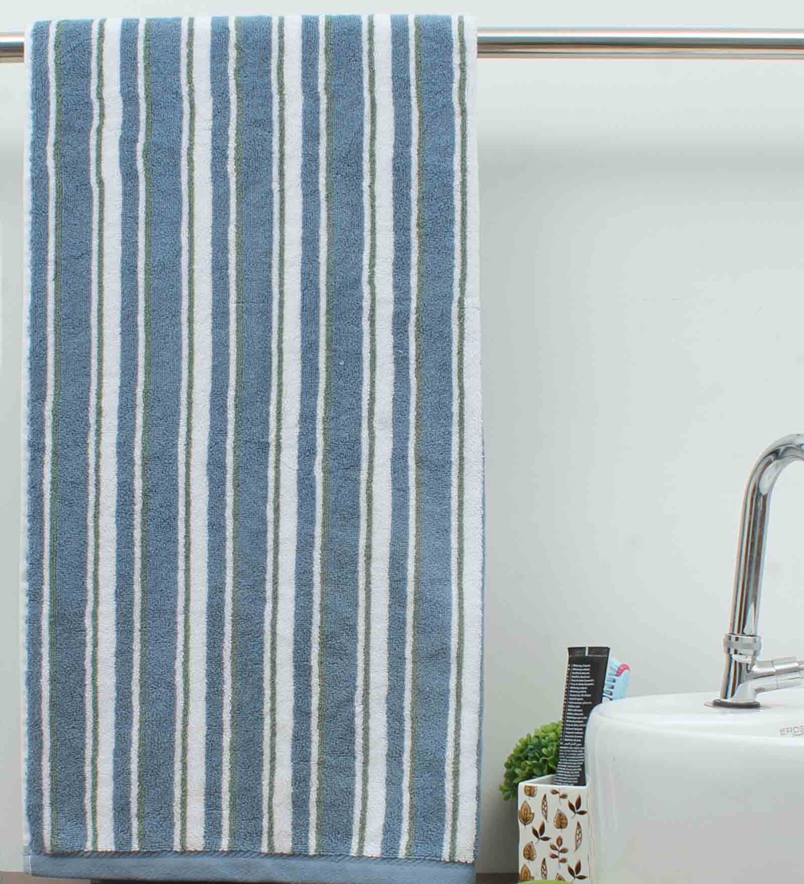 Buy Multicolor Striped 550 GSM 100 % Cotton Bath Towel by AVI Living at 29% OFF by AVI Living ...