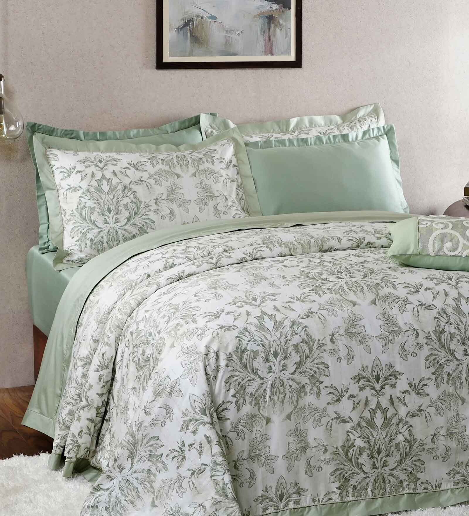 Buy Green Abstract 145 GSM Cotton 8 Pieces Duvet Cover Set Tranquil ...