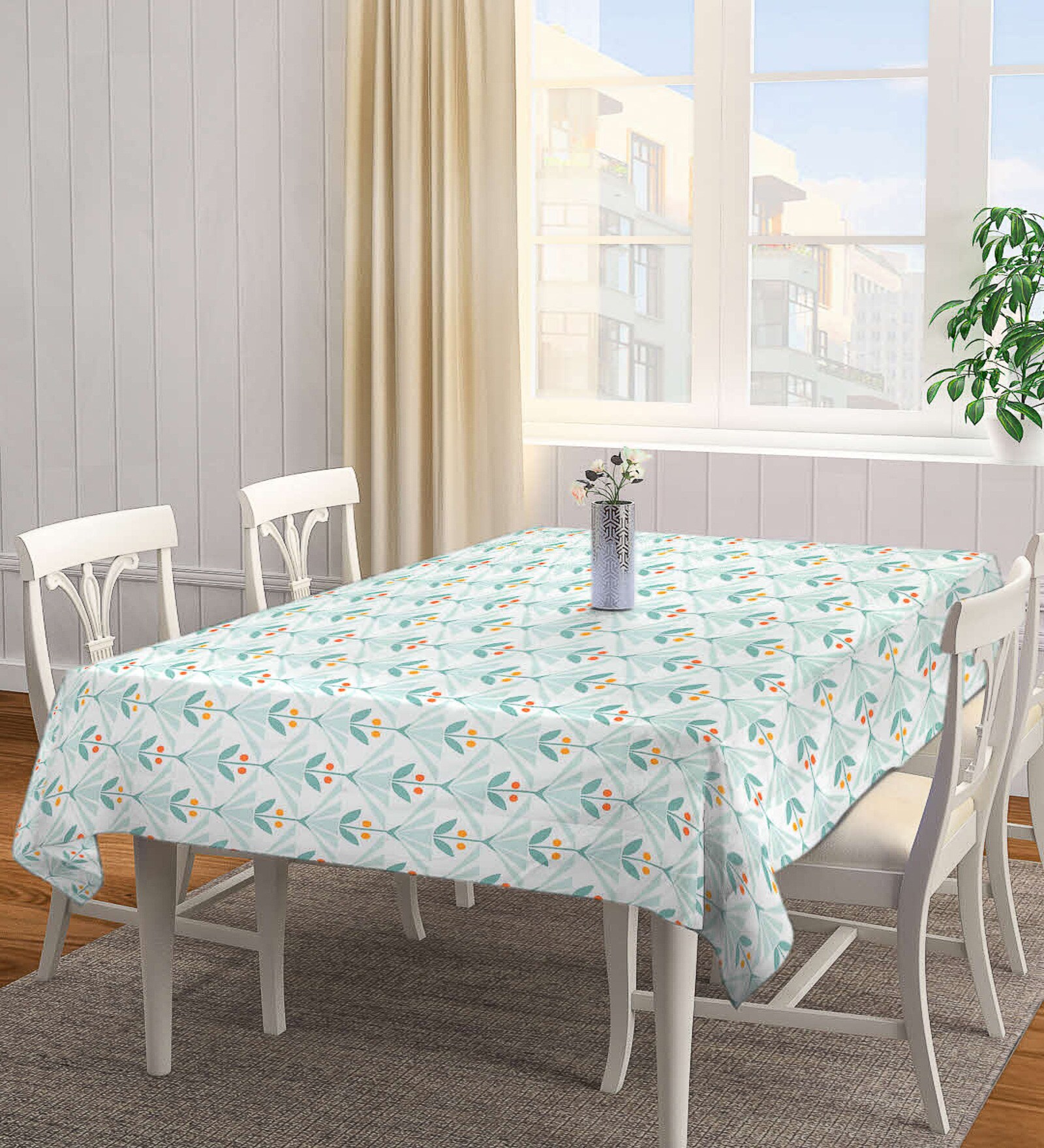 Buy Green Blended Cotton Floral 86x60 Inches Table linen at 70% OFF by ...