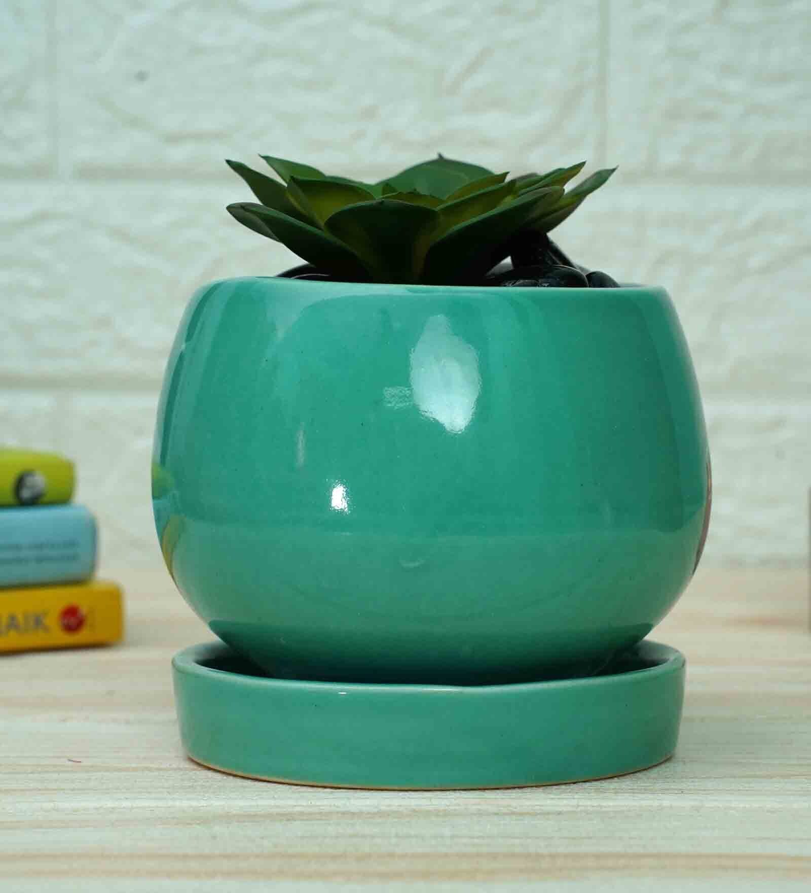 Buy Green Ceramic Hlantern Desk Pot By Gold Dust at 13% OFF by Gold ...