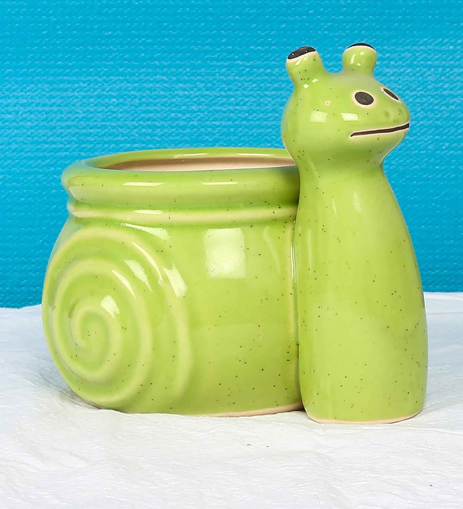 Buy Green Ceramic Snail Shape Flower Pot at 28% OFF by Justoriginals ...