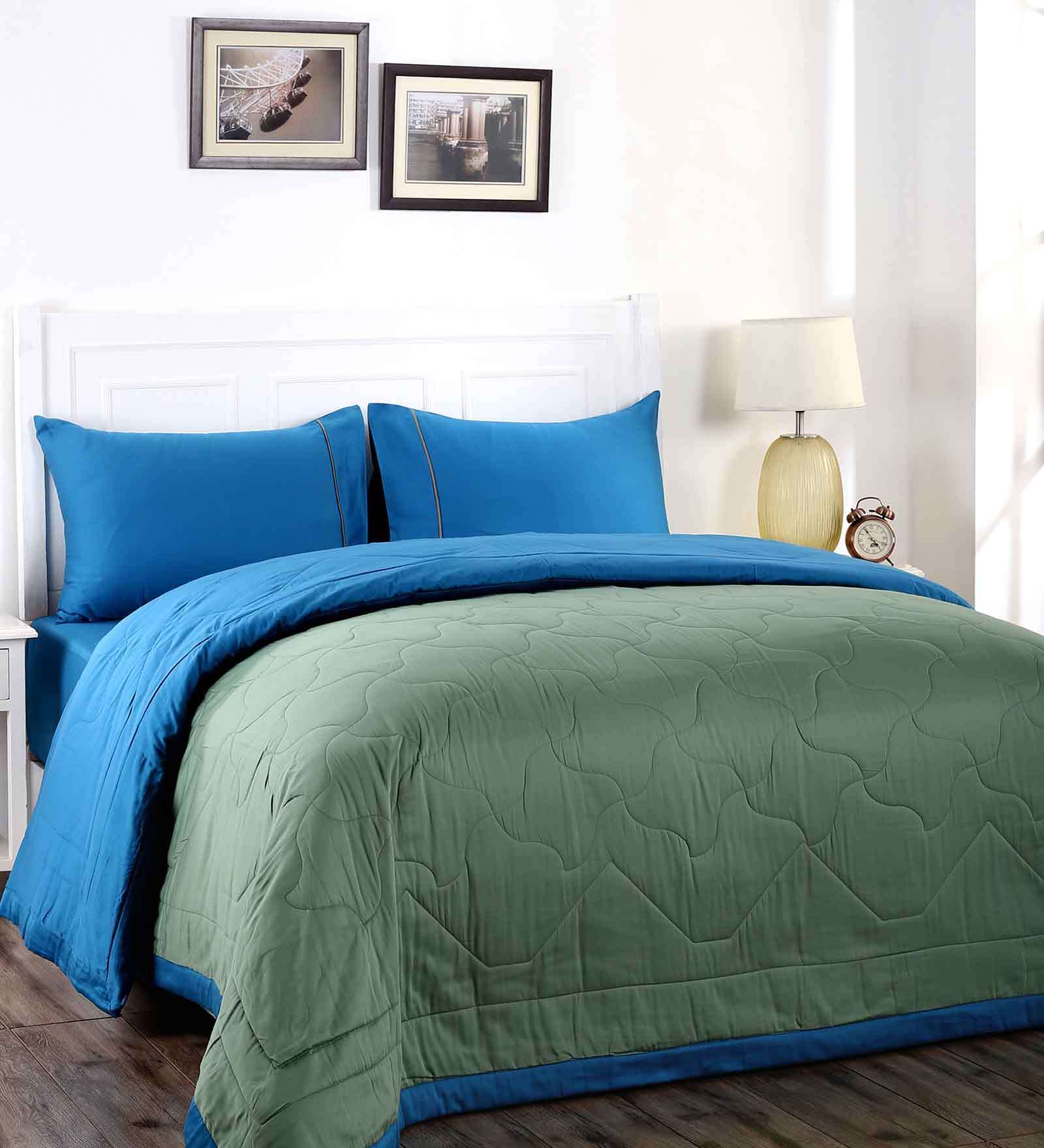 Buy Green Cotton 120 AC Room Single Bed Quilt by Maspar at 26% OFF by ...