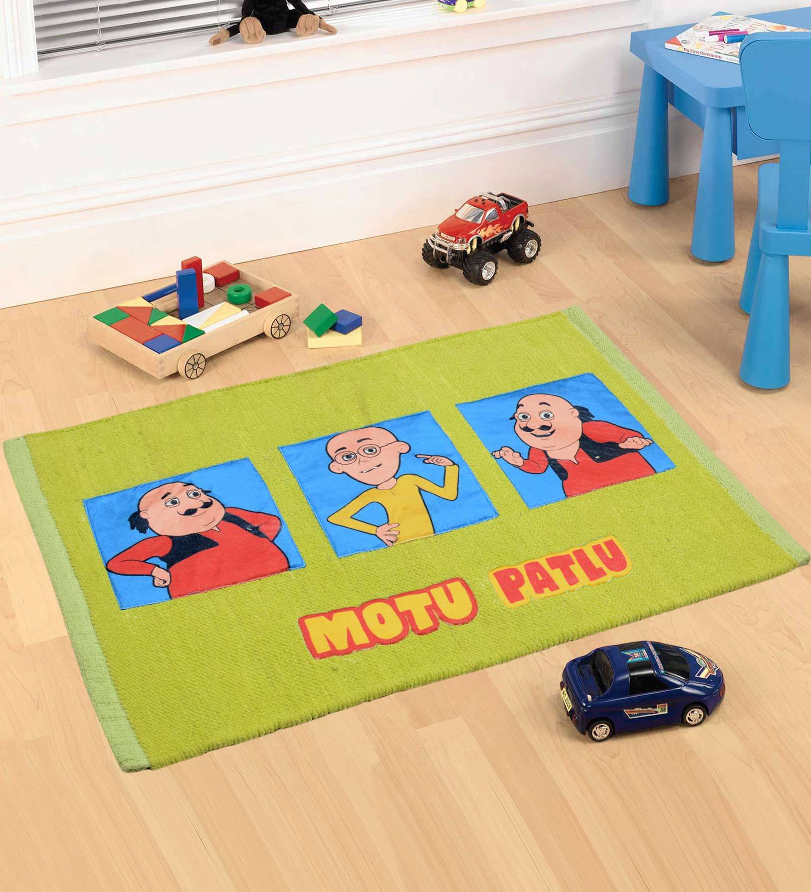 Buy Green Cotton 28 X 20 Inch Motu Patlu Rug by Saral Home at 45% OFF ...