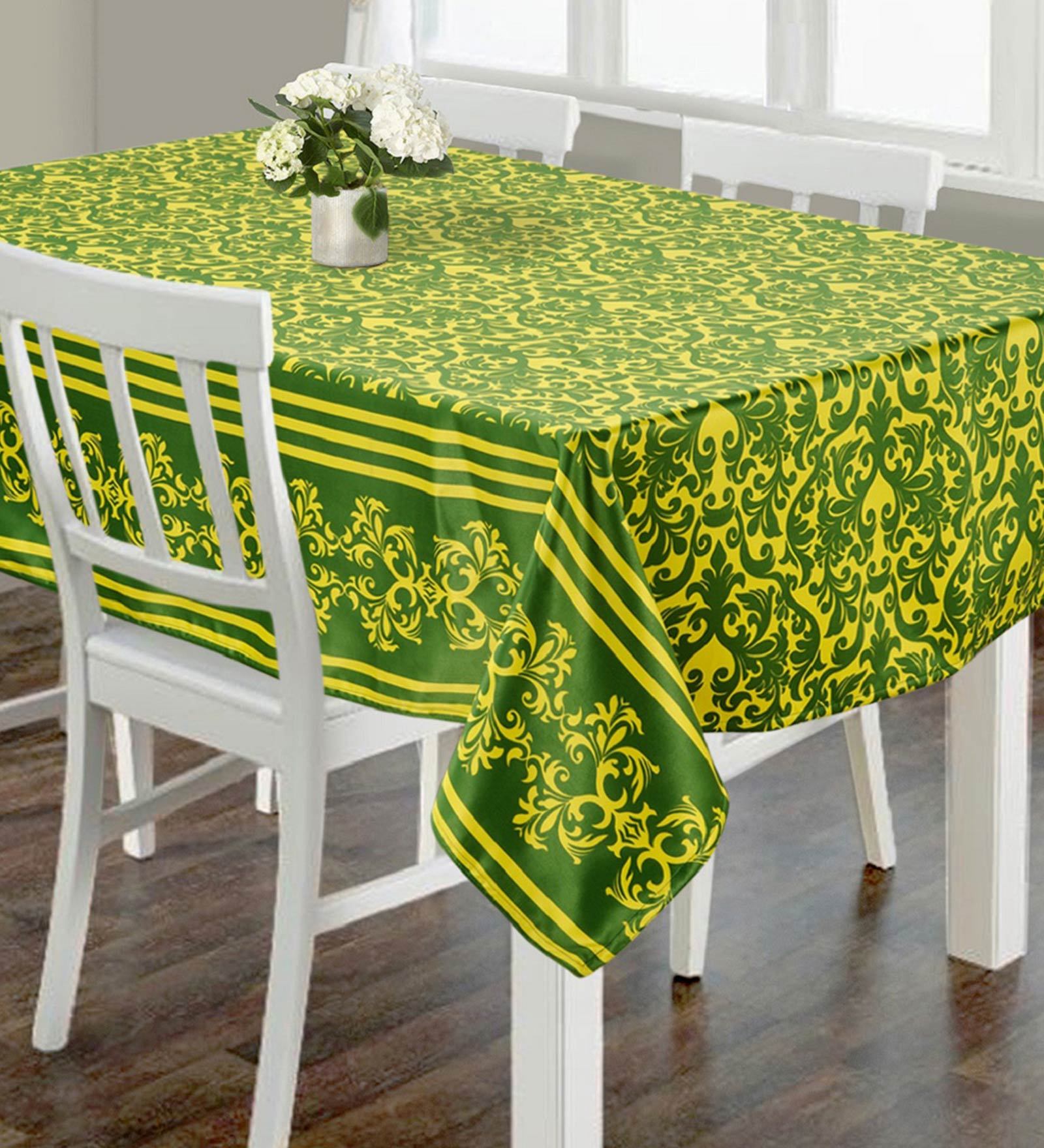 Buy Floral Pattern Green Cotton 90X60 Inch Table Cloth By Swayam at 46% ...