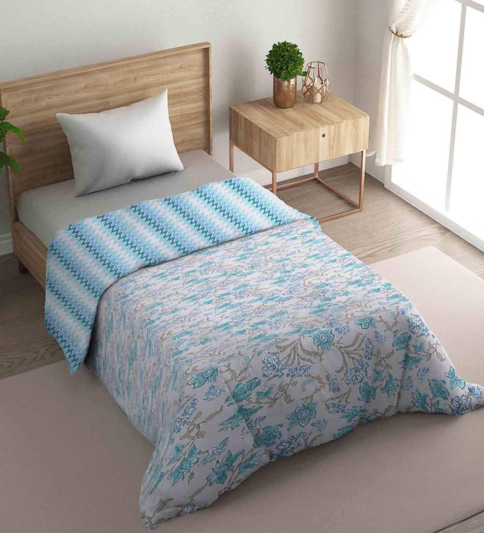 Buy Blue Floral Cotton 140 GSM Single Bed Dohar at 59% OFF by Naksh ...