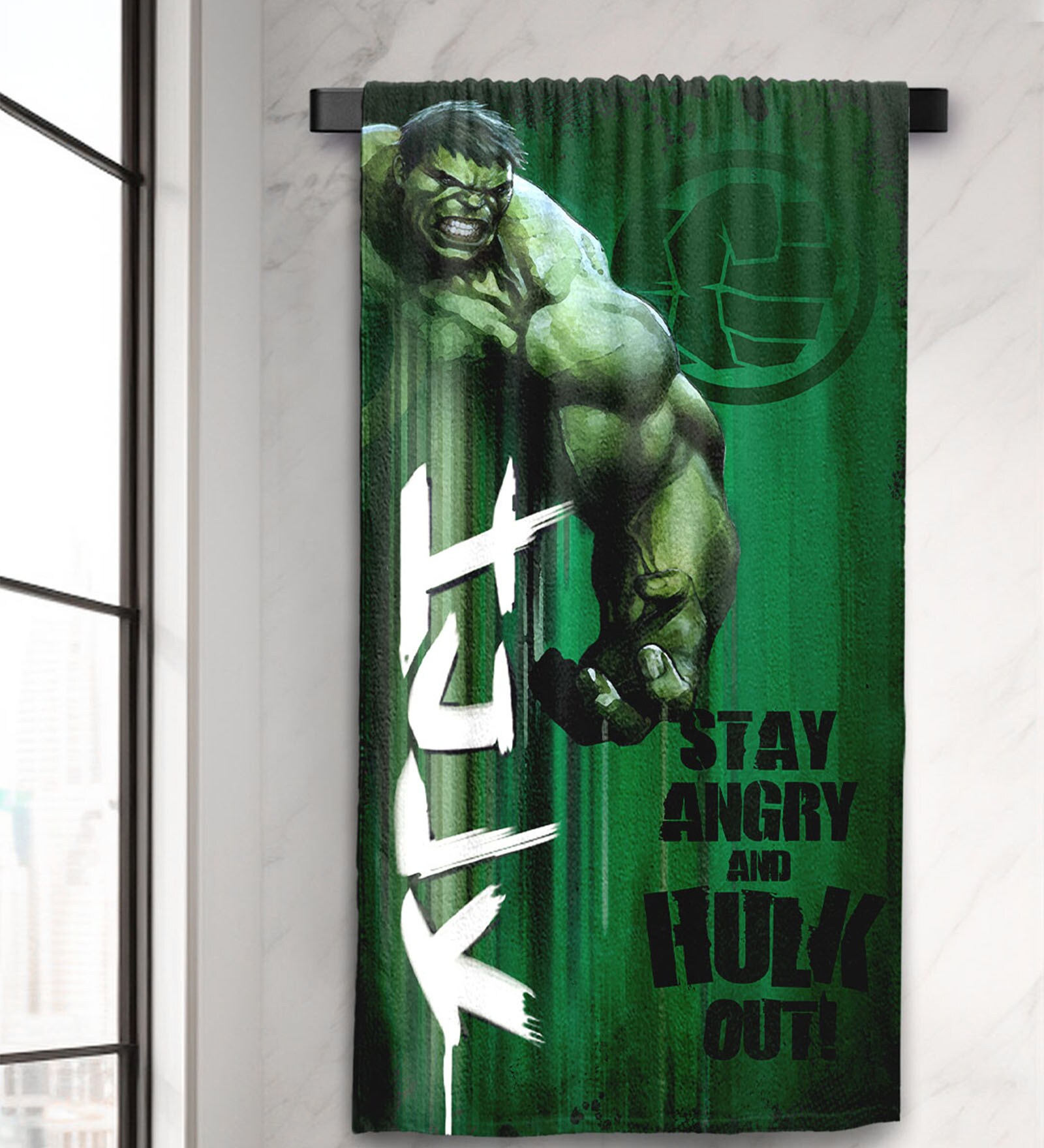 Buy Green Cotton Marvel Hulk 400 GSM Bath Towel (1Pc) at 25% OFF by ...