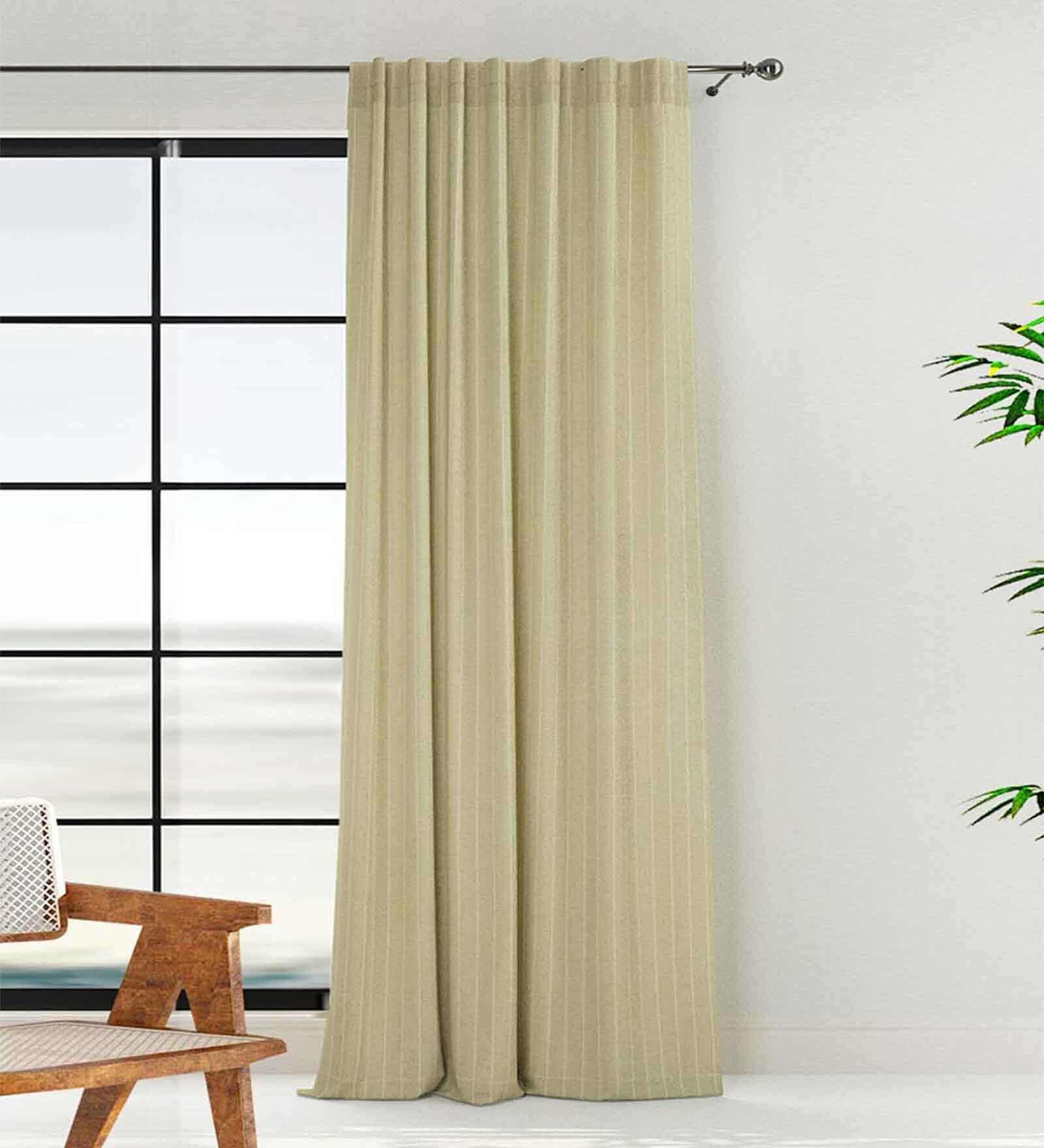 Buy Green Cotton Solid 9ft Blackout Rod Pocket Door Curtain (1 Pc) at ...