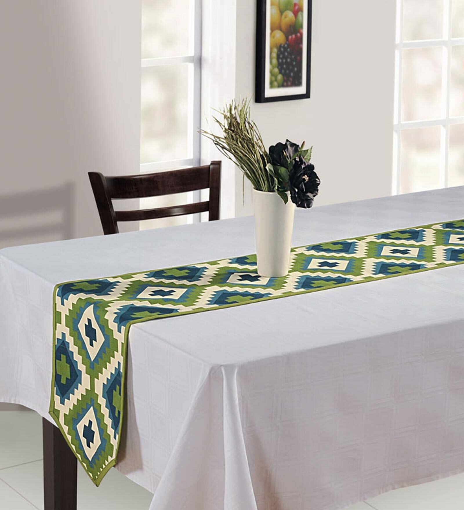 Buy Snap (48x12) Green & White Cotton Table Runner at 45% OFF by Swayam ...