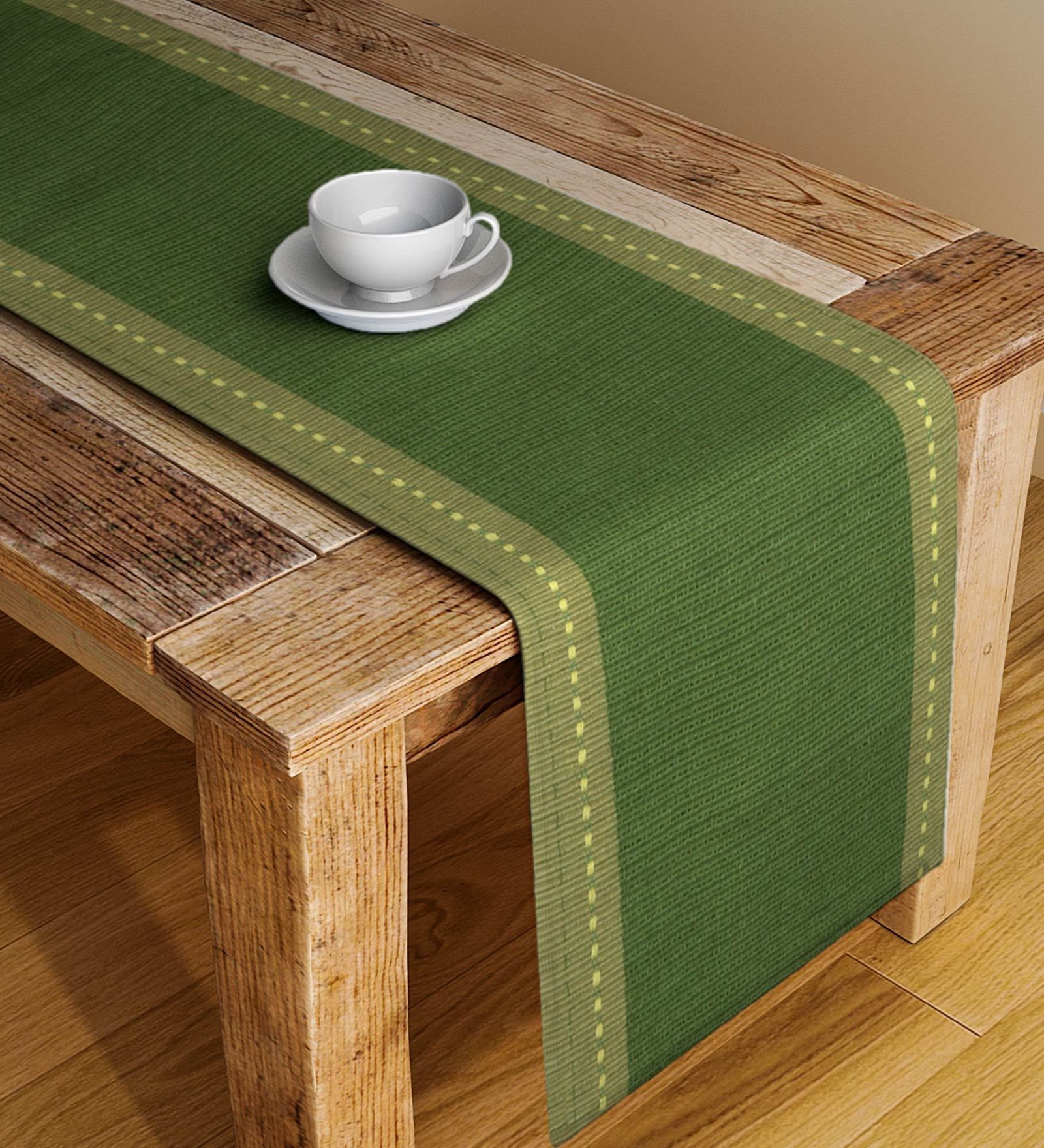Buy Solid Color Green Cotton 72x13 Inches Table Runner By Neudis at 53% ...