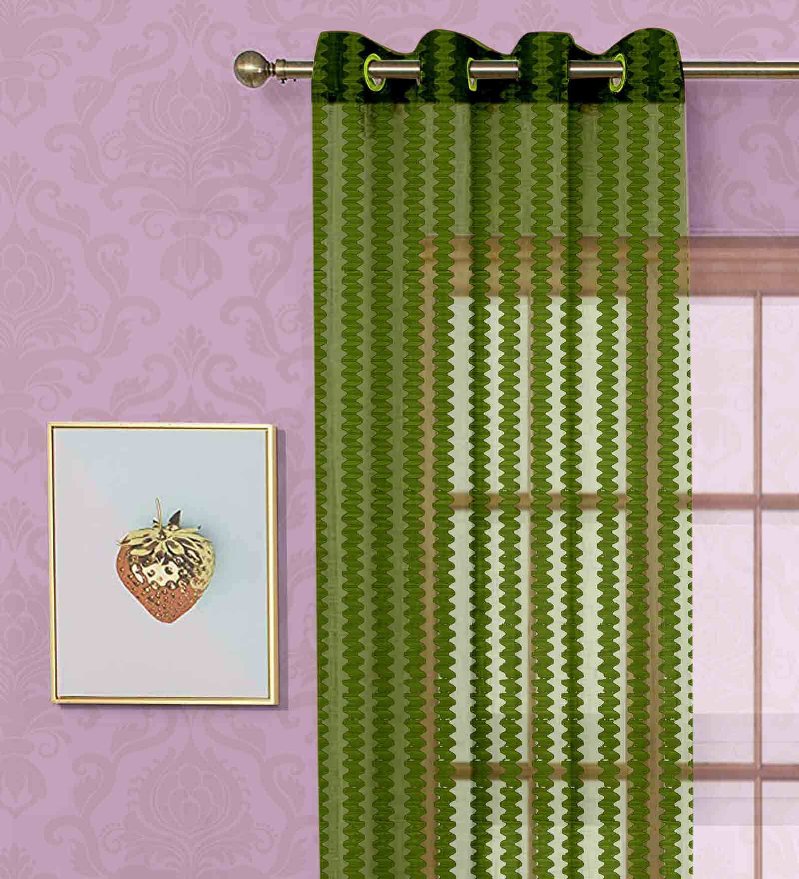 Buy Green Crystal net Eyelet 7 ft Sheer 1 Curtain by Hometique at 25% ...